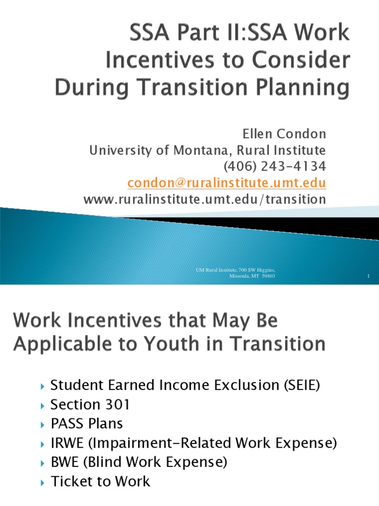 SSA Work Incentive 2011 Final | PDF | Supplemental Security Income ...