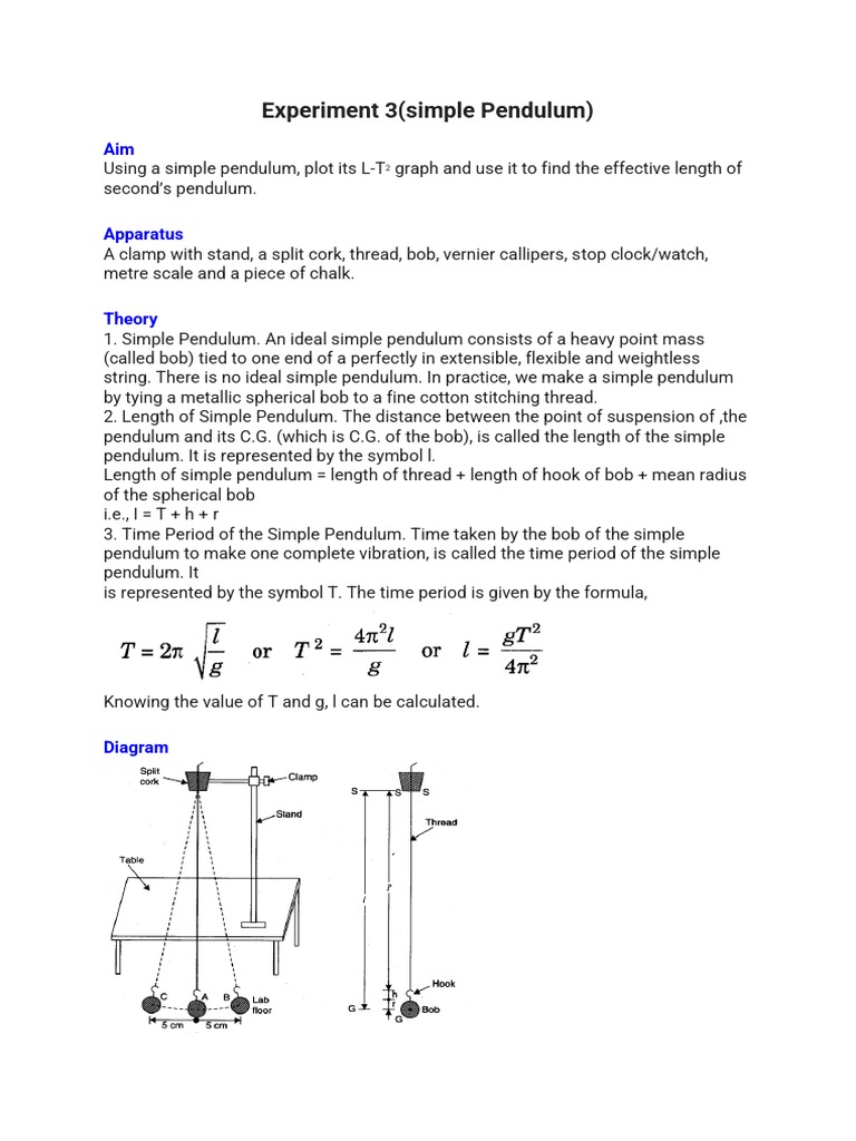 Experiment 3 (Simple Pendulum) | PDF | Pendulum | Mechanics
