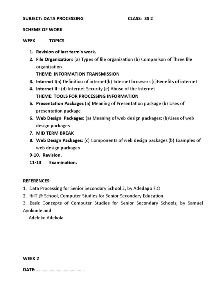 E-Note SS Two 2nd Term Data Processing | PDF | World Wide Web | Internet & Web