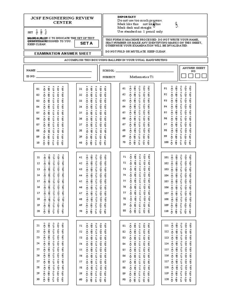 Edited Answer Sheet | PDF