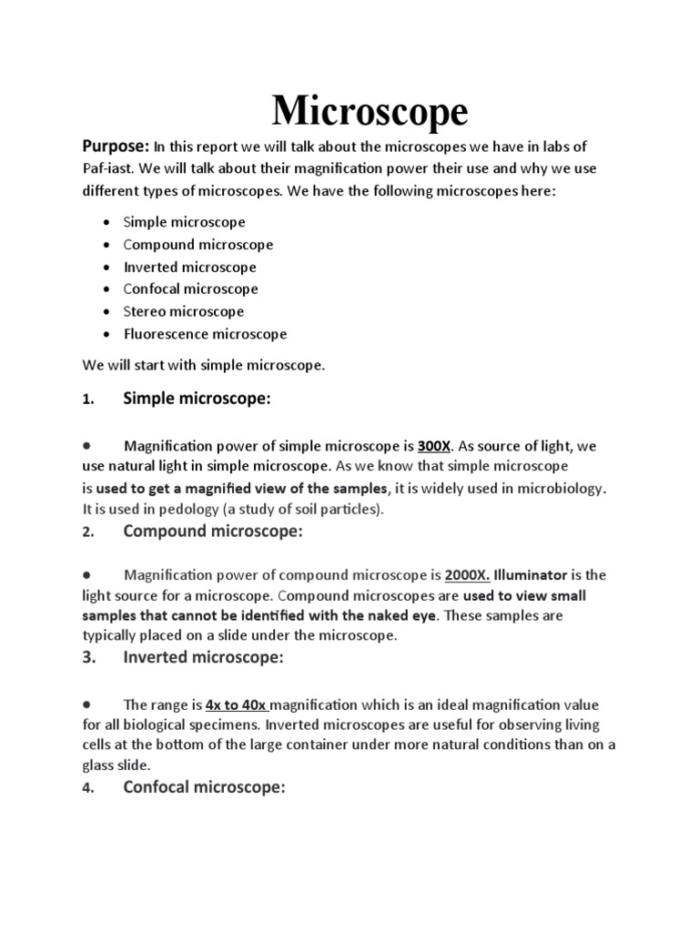 Microscopes in PAF-IAST Labs | PDF