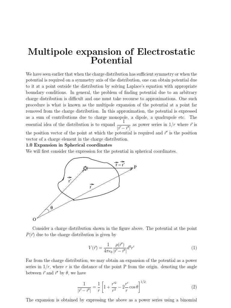 Multipole Expansion of Electrostatic Potential | PDF | Classical Mechanics | Teaching Mathematics
