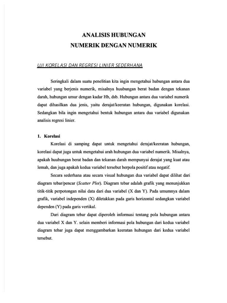 Analisis Korelasi dan Regresi Linier | PDF