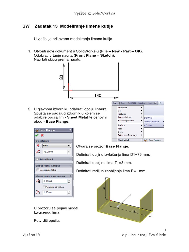 SolidWorks - Vjezba 13 | PDF