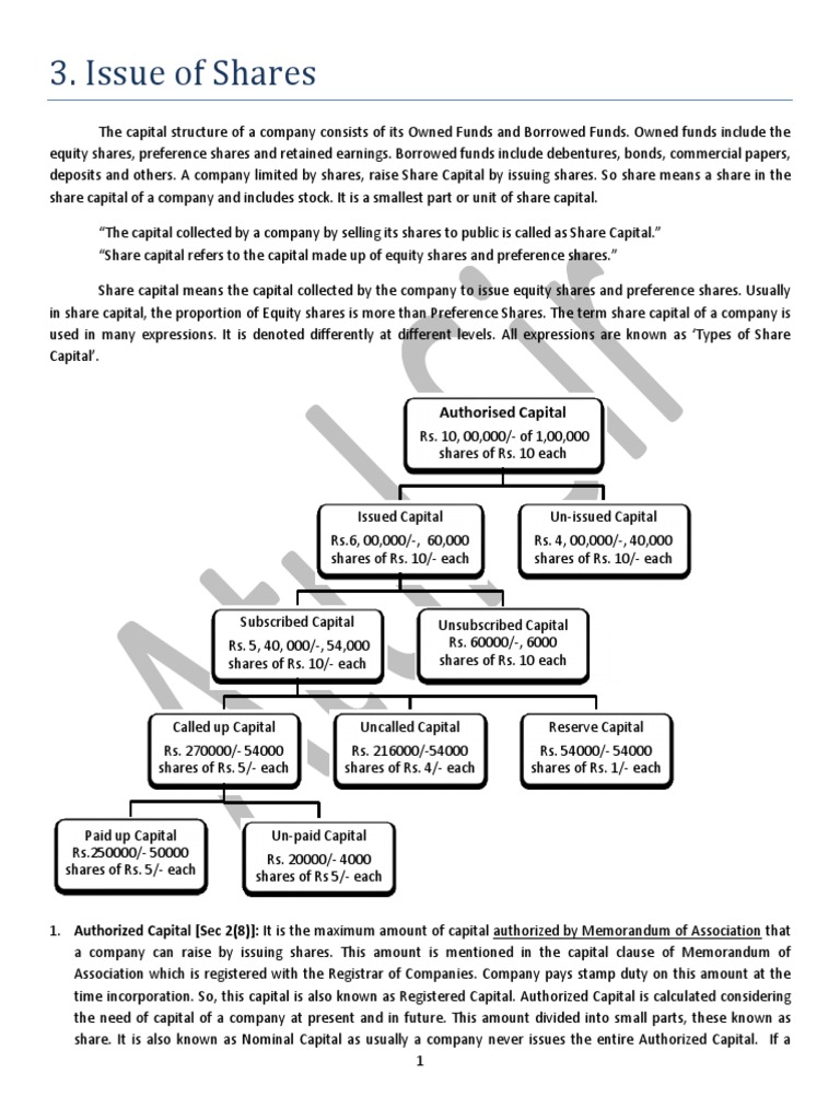Issue of Shares: Authorised Capital | PDF | Stocks | Equity (Finance)