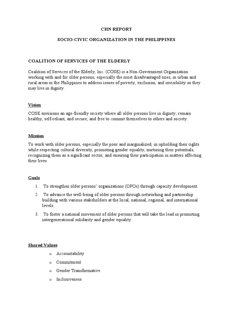 CHN Report Socio-Civic Organization in The Philippines: o o o o | PDF ...