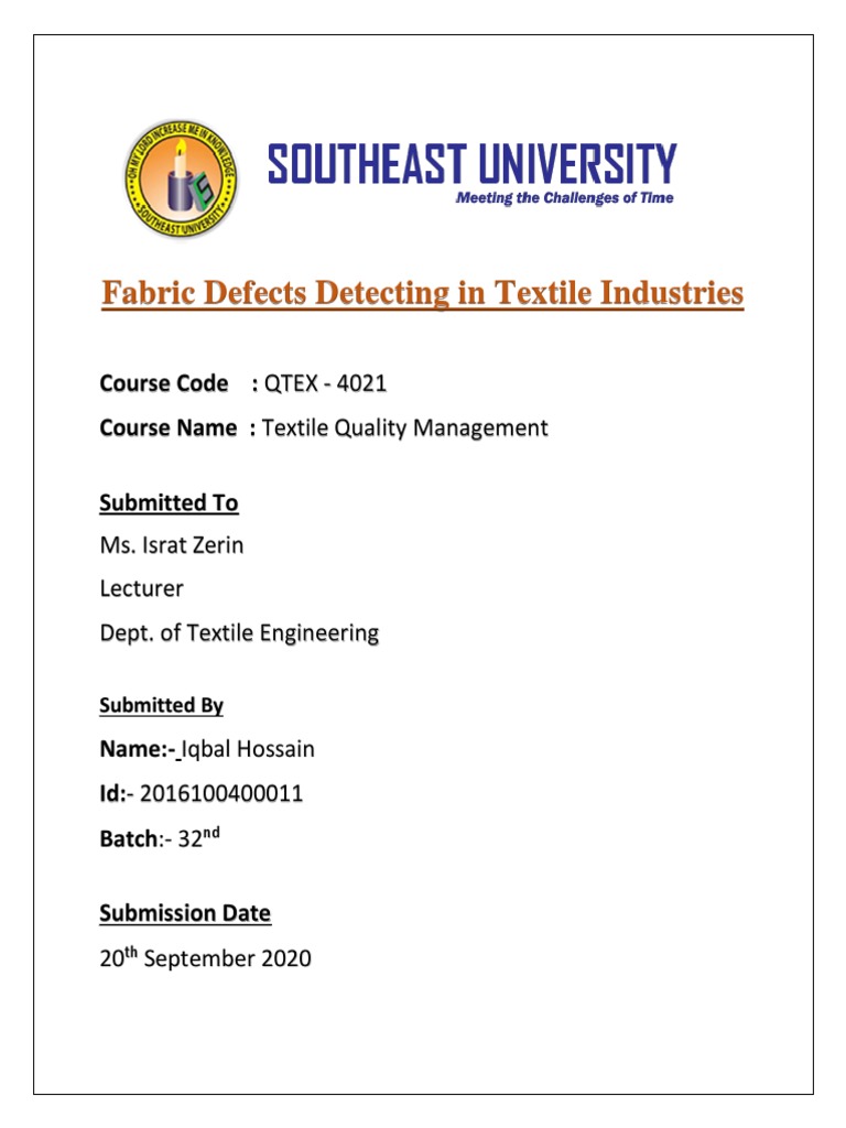Fabric Defects Detecting in Textile Industries | PDF | Textiles ...