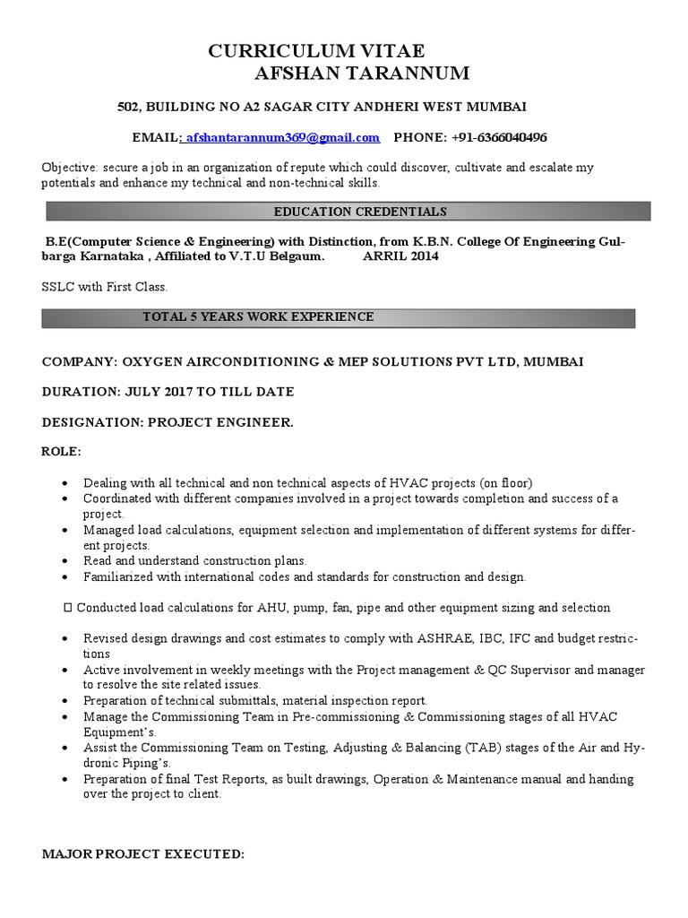 Curriculum Vitae Afshan Tarannum: Education Credentials | PDF | Building Technology | Building ...