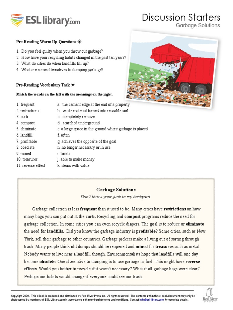 Discussion Starters: Garbage Solutions | PDF | Waste | Recycling