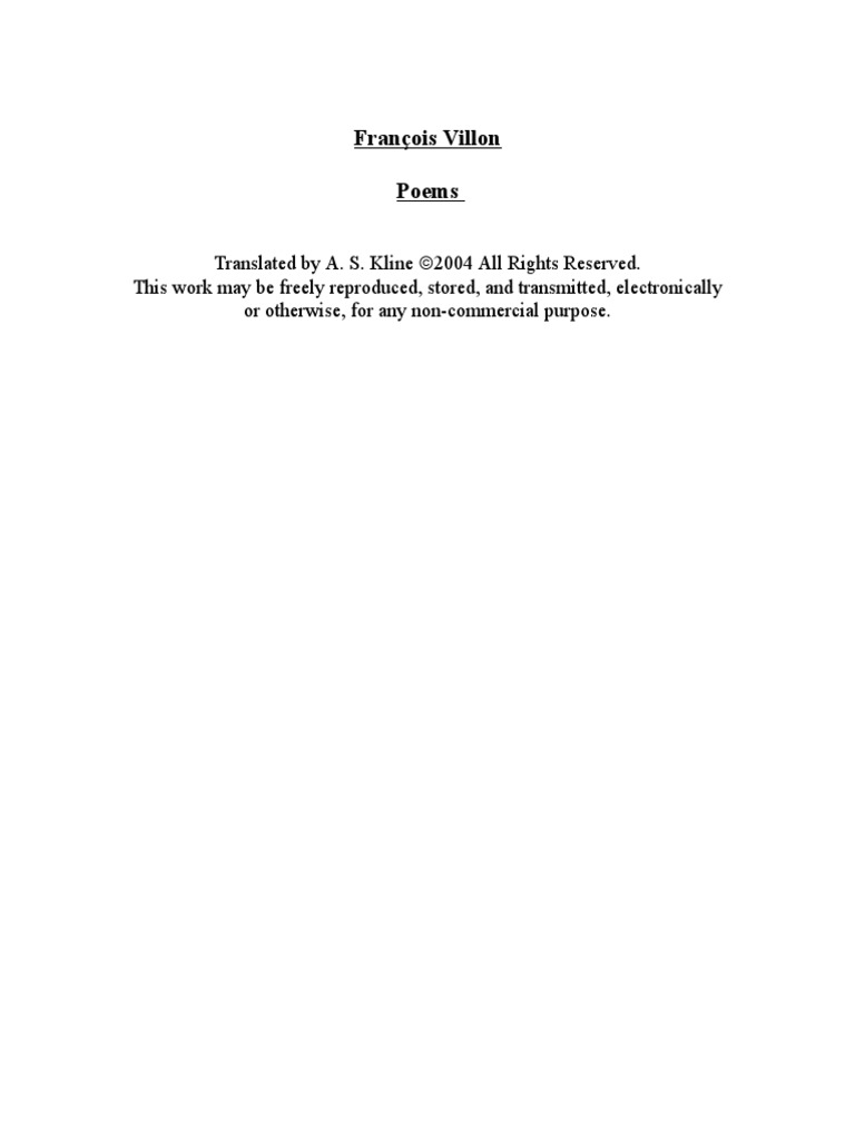 François Villon- selected poems | PDF
