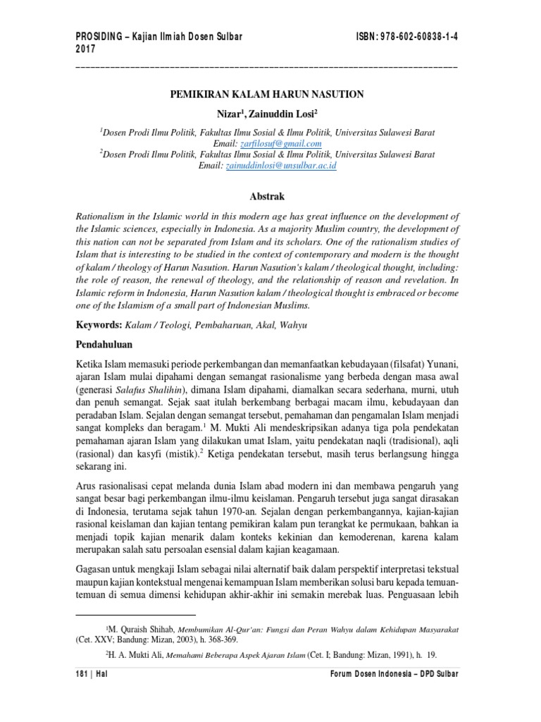 Pemikiran Kalam Harun Nasution | PDF