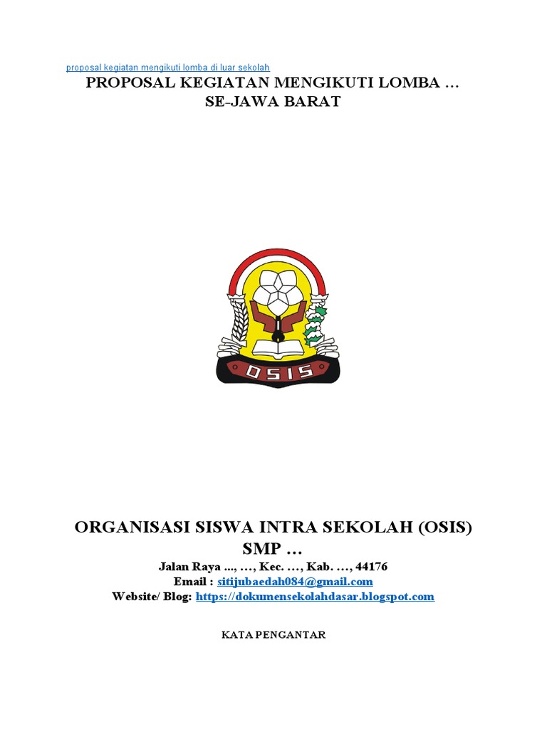 Proposal Kegiatan Mengikuti Lomba Di Luar Sekolah Contoh | PDF