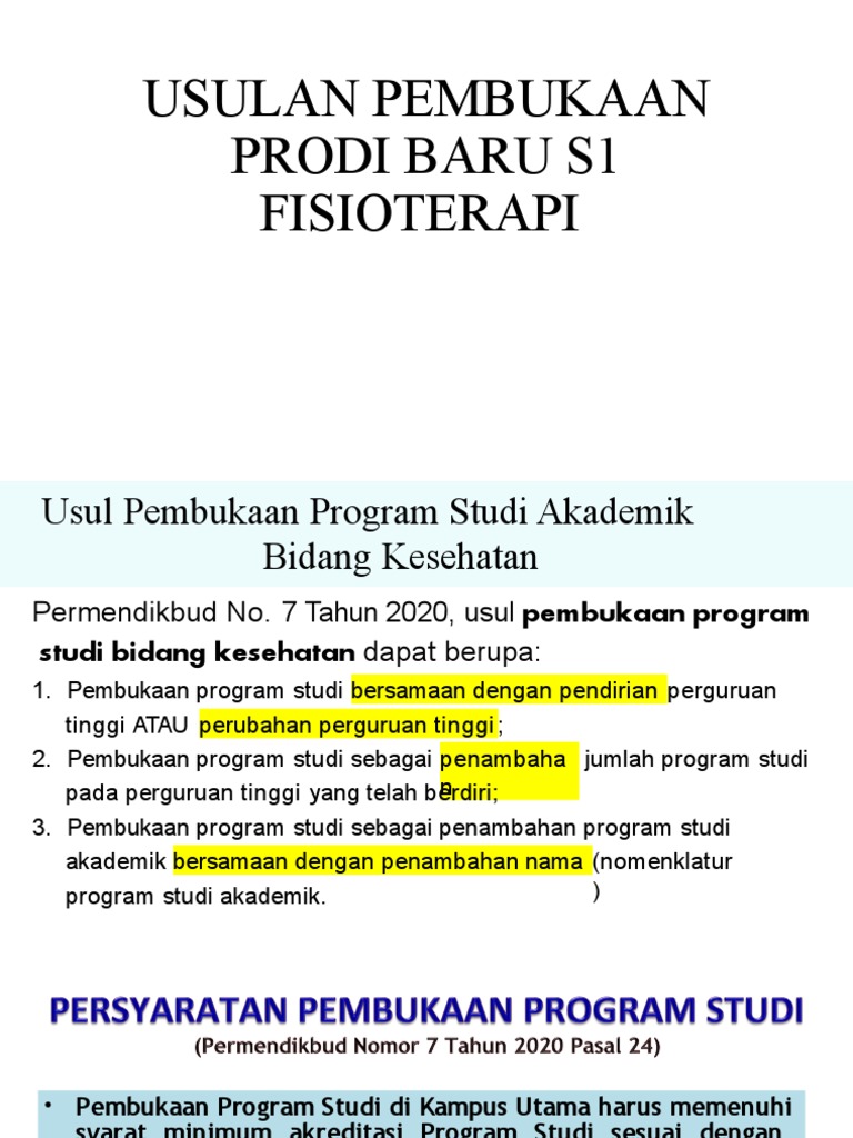 Usulan Pembukaan Prodi Baru S1 Fisioterapi | PDF