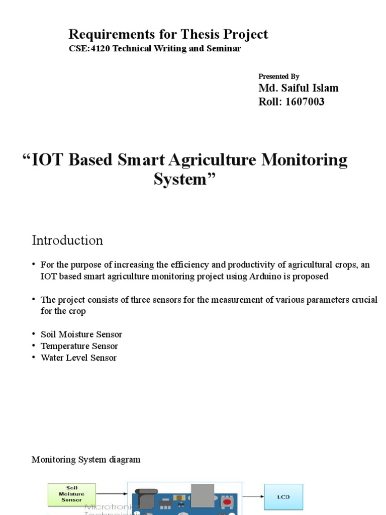 IOT Base Smart Agriculture Monitoring System - 1607003 | PDF
