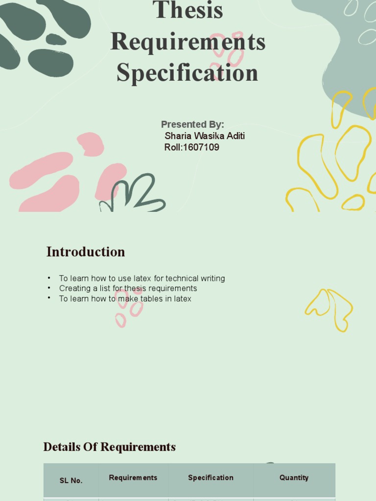 Thesis Requirements Specification | PDF | Loudspeaker | Laptop