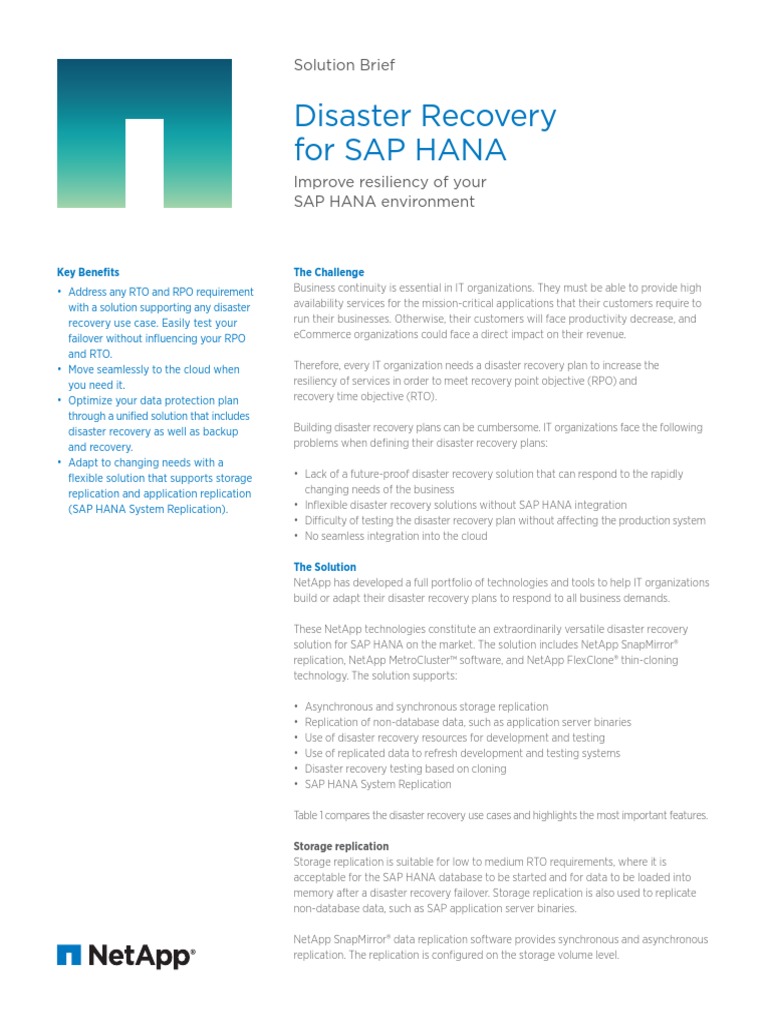 Disaster Recovery For SAP HANA | PDF | Replication (Computing ...