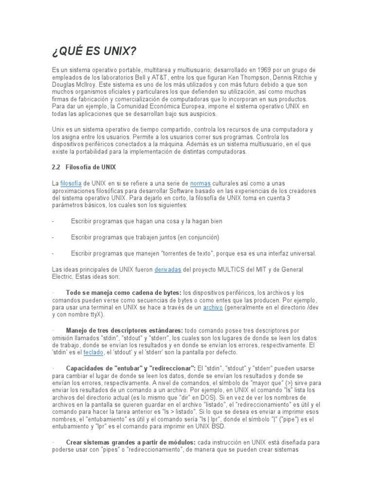 Qué Es Unix | PDF | Unix | Matriz (Matemáticas)