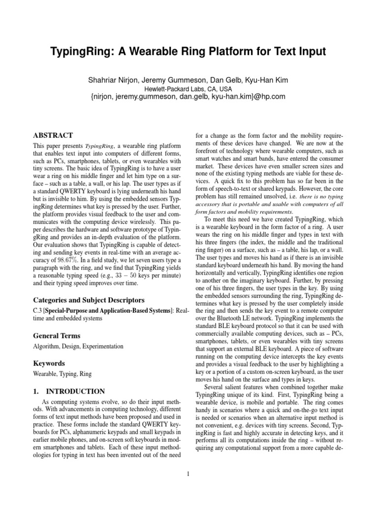 Typingring: A Wearable Ring Platform For Text Input: Shahriar Nirjon, Jeremy Gummeson, Dan Gelb ...