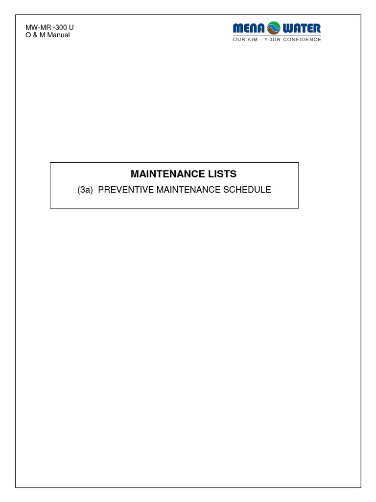 Maintenance Lists: (3A) Preventive Maintenance Schedule | PDF | Pump ...