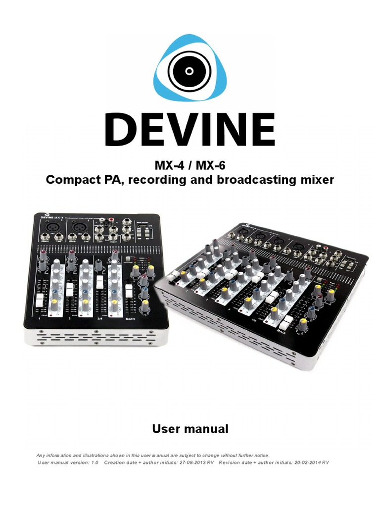 Devine Mx-4 Mx-6 User Manual v2 | PDF | Equalization (Audio) | Microphone
