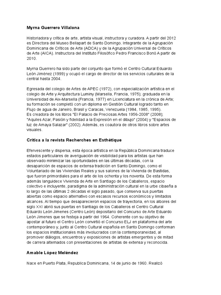 Críticos de Arte | PDF | República Dominicana | Museo