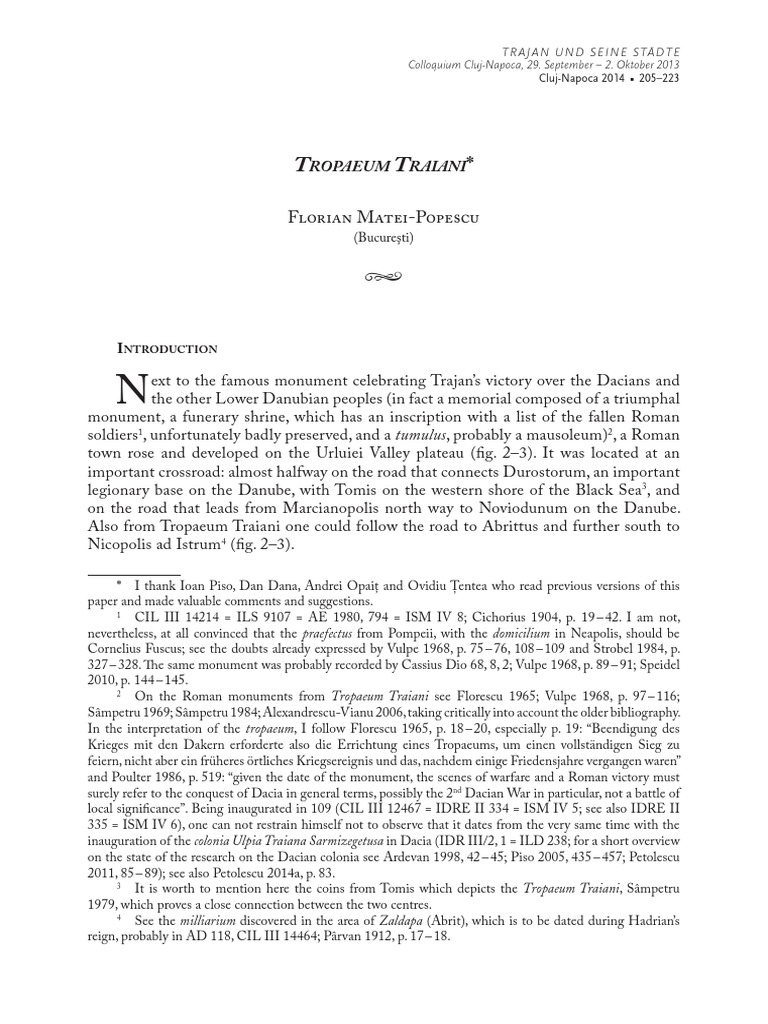 Florian Matei-Popescu: Ropaeum Raiani | PDF | Classical Civilizations ...