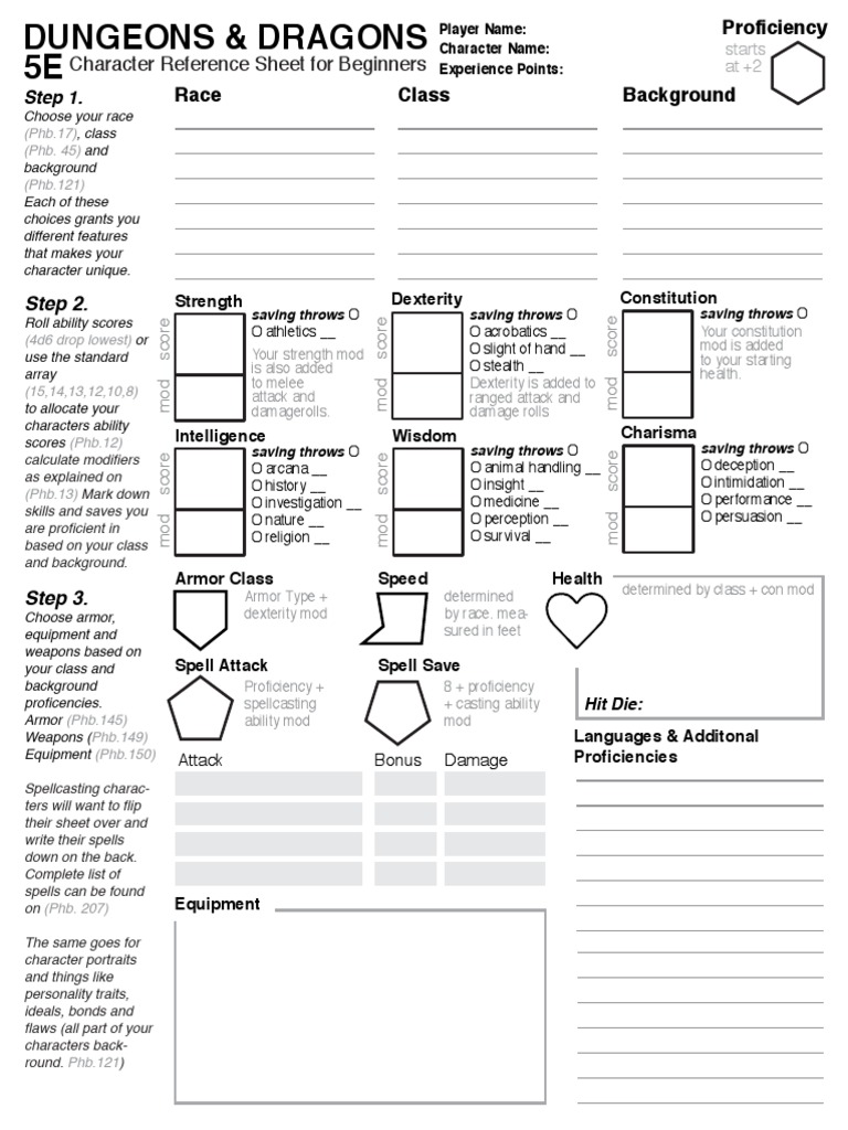 Beginner's D&D 5E Character Sheet Guide | PDF | Fantasy Games ...