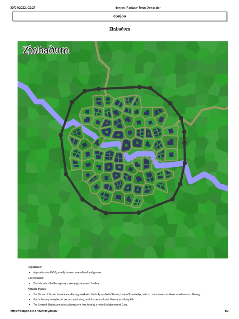 Donjon Fantasy Town Generator | PDF
