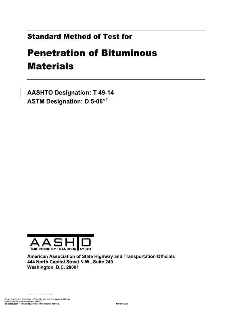 Aashto T 49-2014 | PDF
