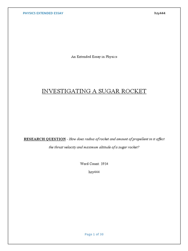 Investigating A Sugar Rocket: Physics Extended Essay | PDF | Rocket ...
