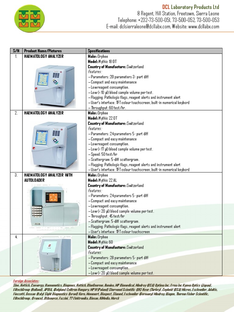 Equipment Specification SL-1 | PDF | Coagulation | Qiagen