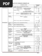 O Level Physics Formula Sheet | PDF | Momentum | Force