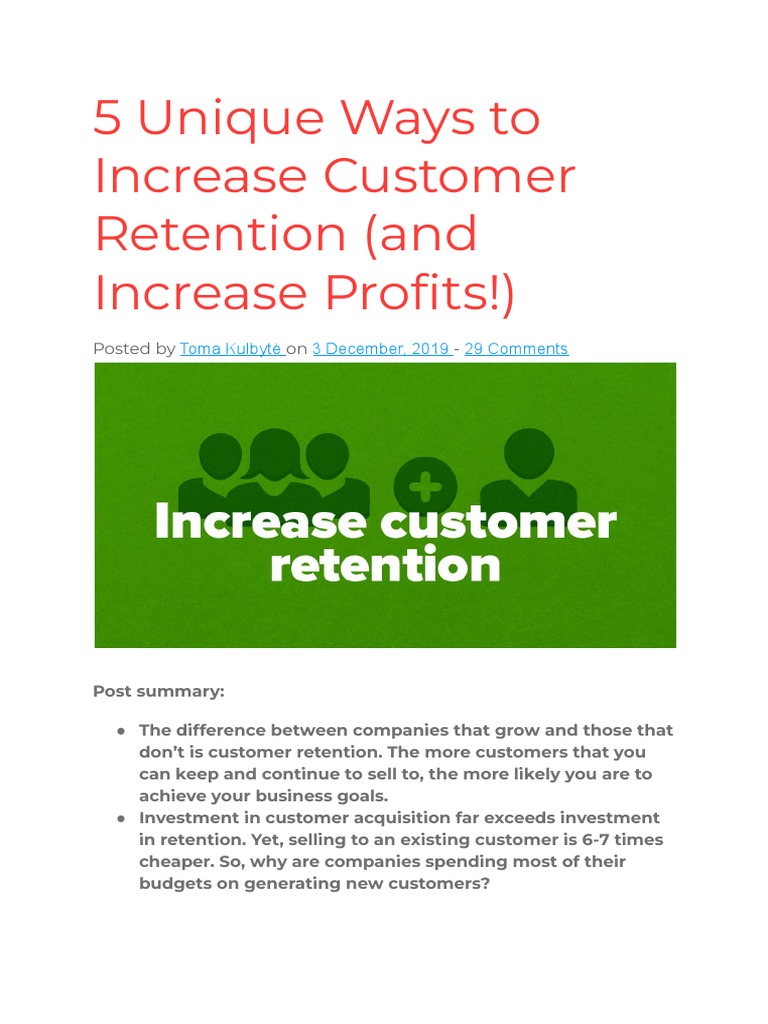 5 Unique Ways to Increase Customer Retention (and Profits | PDF ...