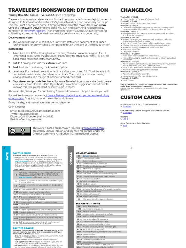 Traveler'S Ironsworn: Diy Edition Changelog: The Augur | PDF | Tabletop Role Playing Game