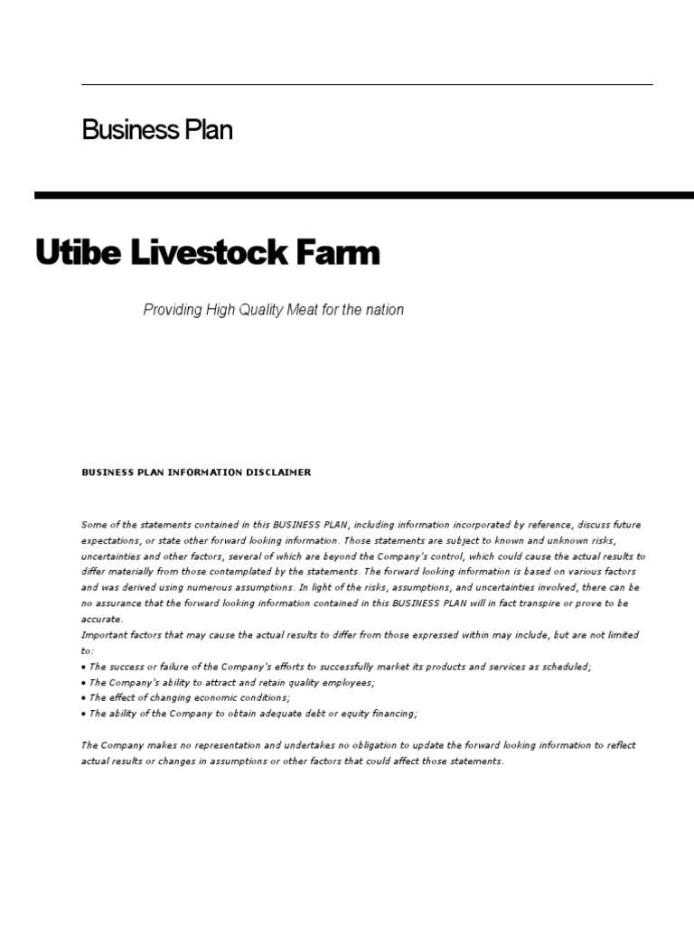 Livestock Fattening Business Plan 100 | PDF | Meat | Livestock