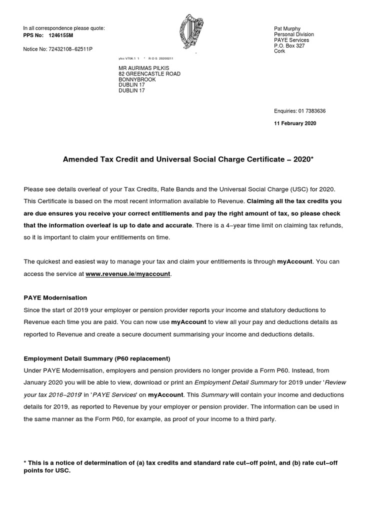 Amended Tax Credit Certificate 2020 7243210862511 | PDF | Taxes | Flat Tax