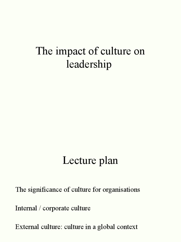 2 Culture and Leadership | PDF | Organizational Culture | Psychological ...