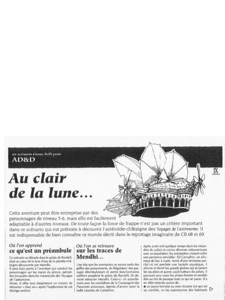 Casus Belli, Scénario - AD&D - Au Clair de La Lune | PDF