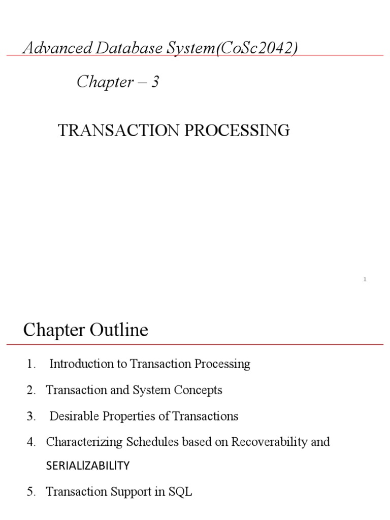 Chapter - 3 Transaction Processing | PDF | Database Transaction | Information Science