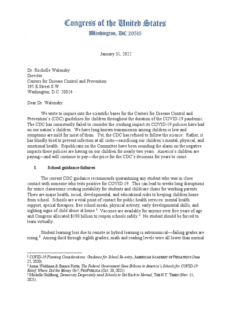 Letter To CDC | PDF | Centers For Disease Control And Prevention | Child Abuse