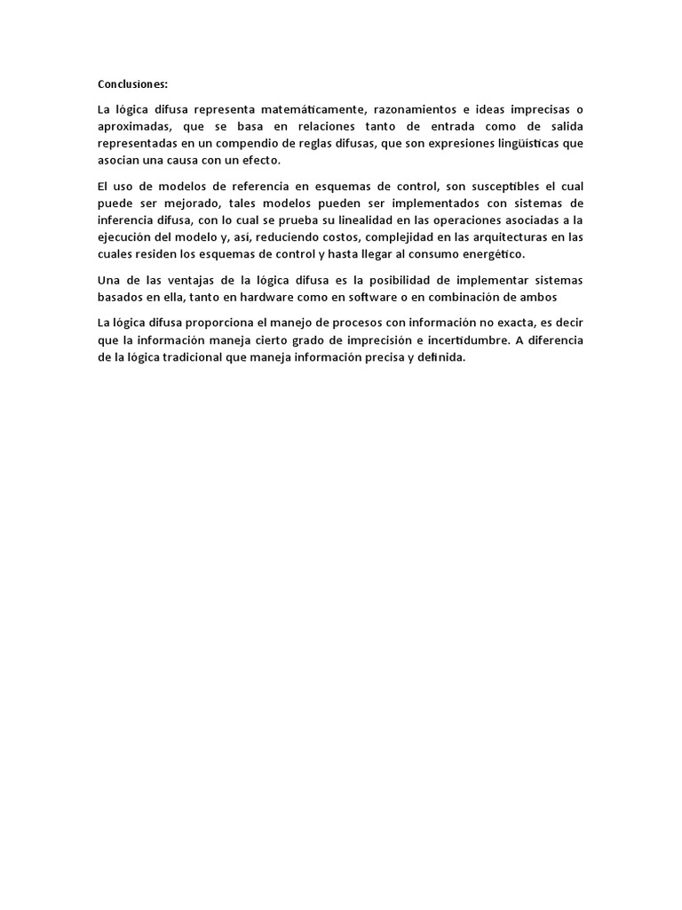 Conclusiones Logica Difusa | PDF | Informática