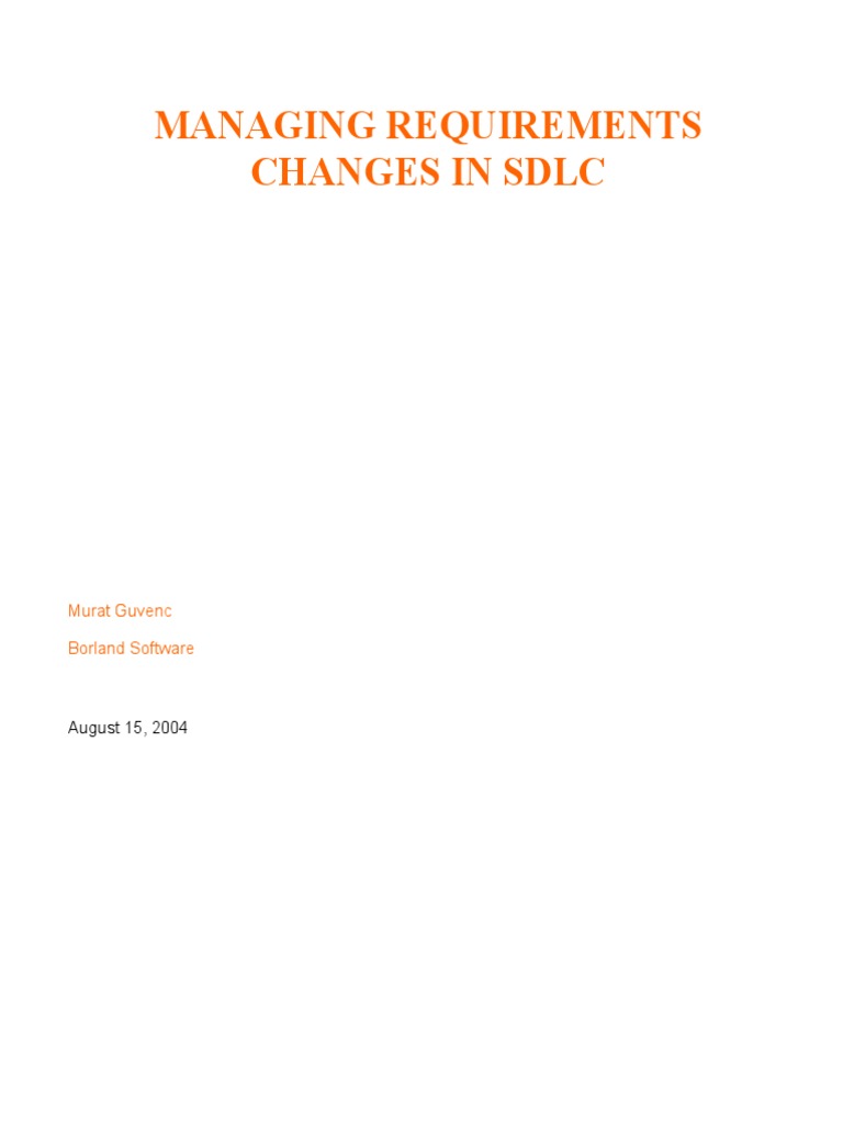 Managing Requirements Changes in SDLC | PDF | Software Development ...