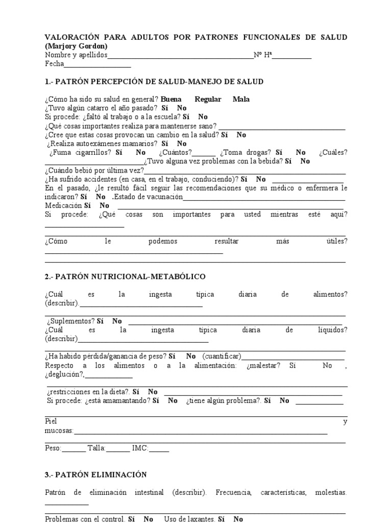 Valoracion Adultos Patron Marjory Gordon