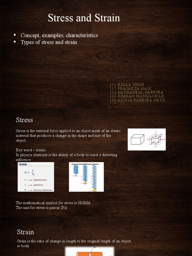 Concept, Examples, Characteristics Types of Stress and Strain | PDF ...
