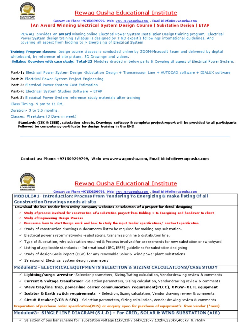 Electrical System Design Course | PDF | Electrical Substation ...