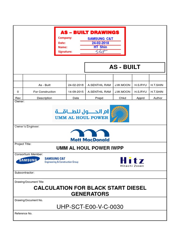 Calculation For Black Start Diesel Generators - X0 | PDF | Electric ...