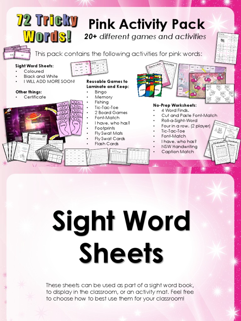 Pink Tricky Words Activity Pack | PDF