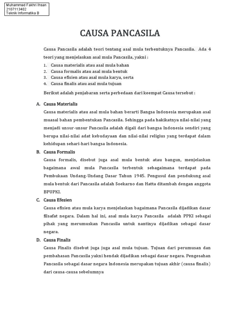 Teori Causa Pancasila dan Penjelasannya | PDF | Filsafat