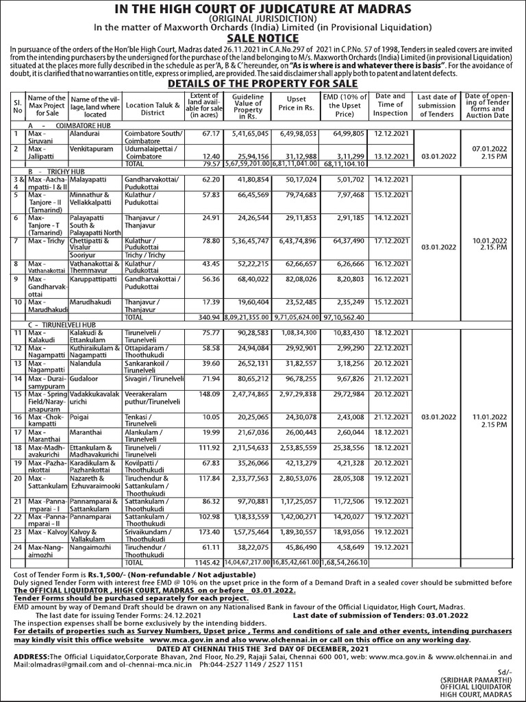Orchadstender 04122021 | PDF