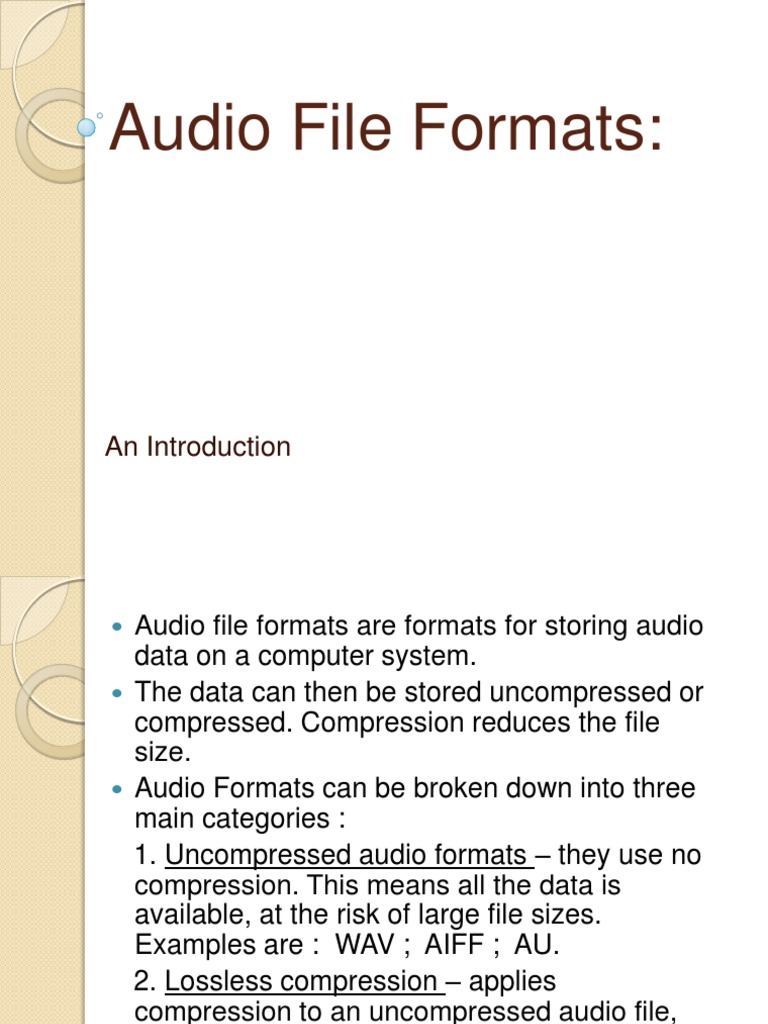 Audio File Formats | Download Free PDF | Mp3 | Data Compression